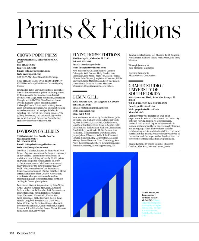 Prints & Editions Listing (text only) – Art in America Guide